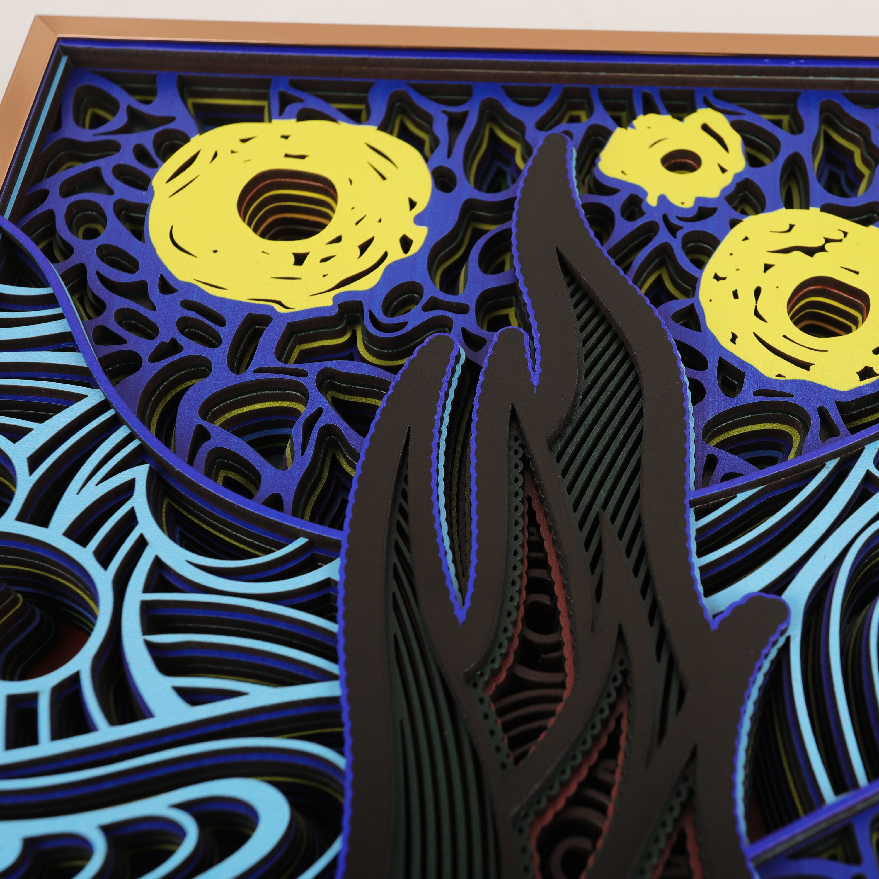 Mys Aurora Starry Night Van Gogh Multi-layer Wall Art, Handcrafted Wood ...