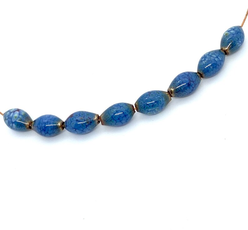 Handmade Enamel Blue Beads, Enamel Copper Beads, Small Round, Navy Blue ...