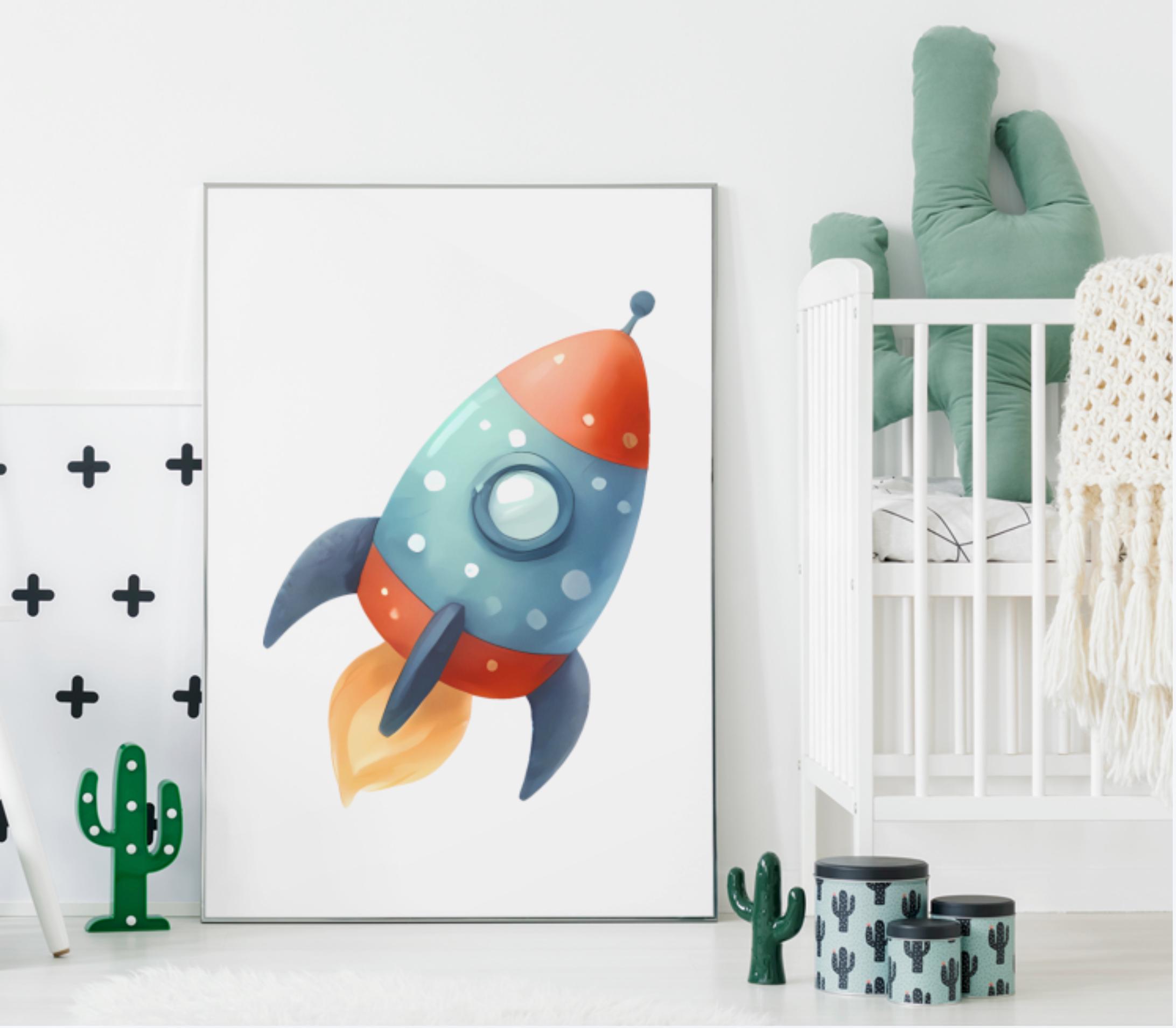 Space Watercolor Clip Art, Cute Astronaut , Planets Clip Art, Rockets ...