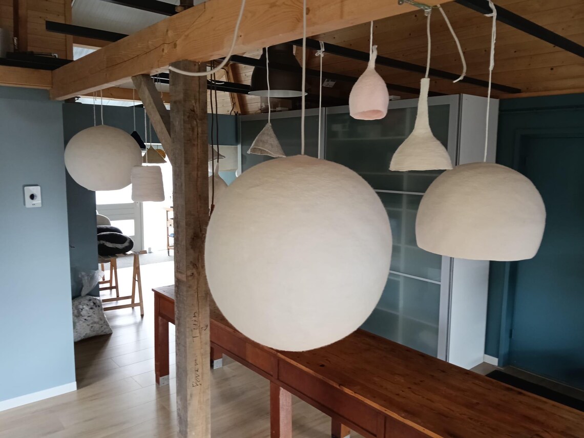 Merino Wool Felt Pendant Light: Round Modern Lamp - Etsy