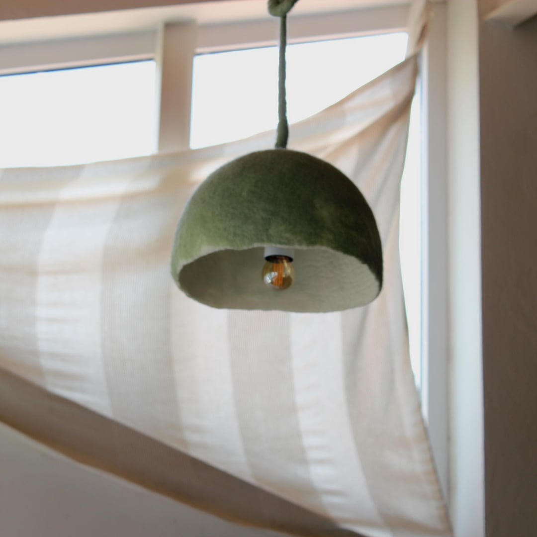 Handmade Merino Wool Felt Pendant Light - Half Dome - Modern Organic - Etsy