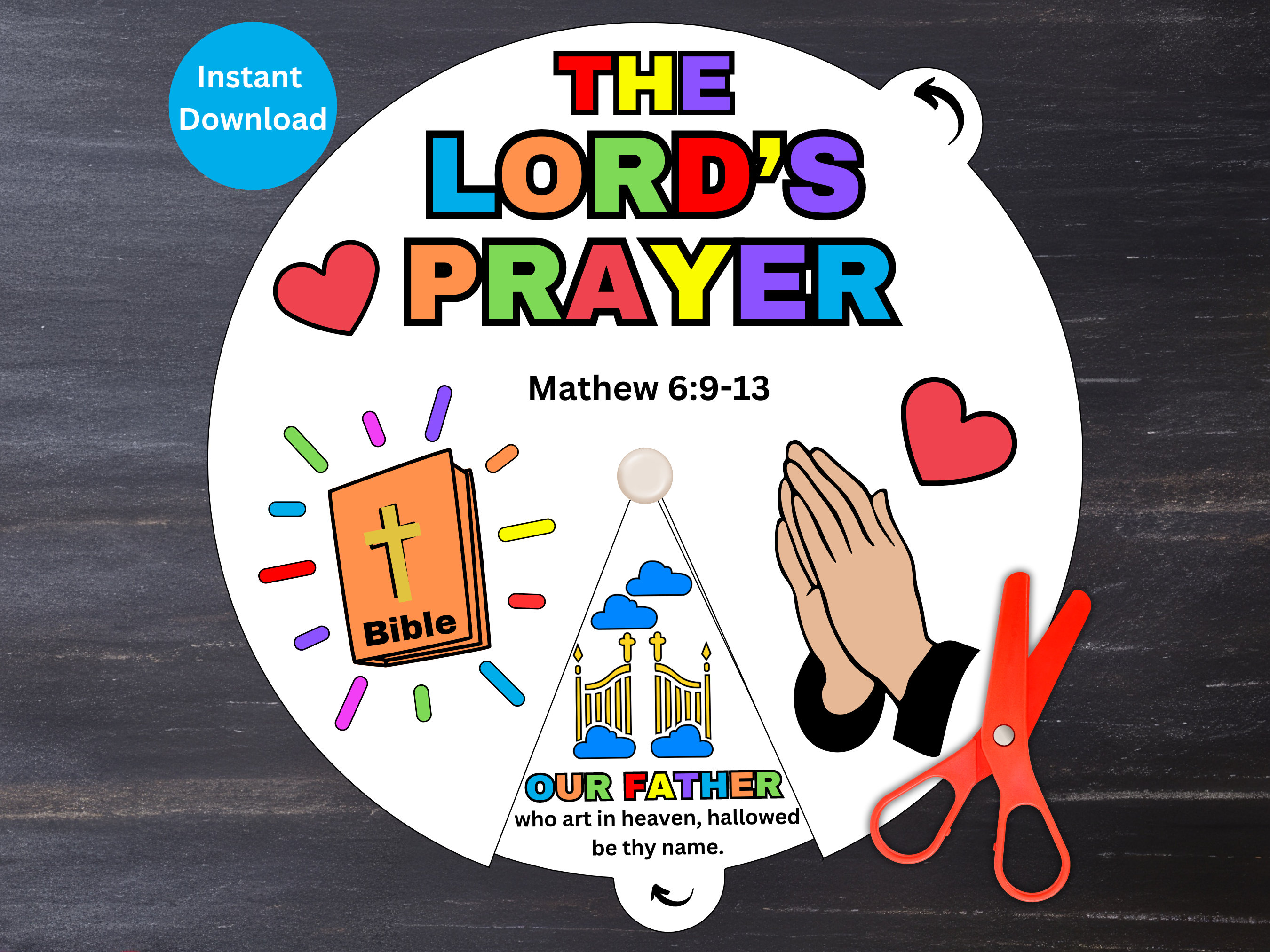 The Lord's Prayer Coloring Wheel, Printable Kids Bible Lesson, Bible ...
