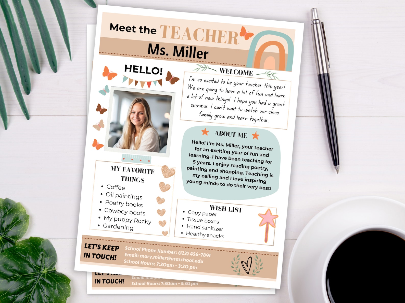 Editable Meet the Teacher Templates Boho Decor, Canva Templates ...