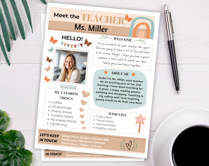 Meet the Teacher Templates | Editable Modern Boho Plants Decor - Etsy ...