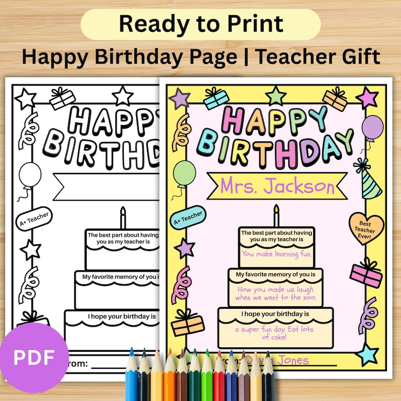 Teacher Birthday Card - Etsy