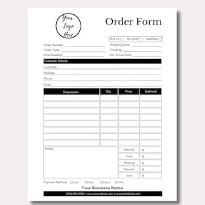 Order Form for Small Business, Business Template, Order Form Template ...