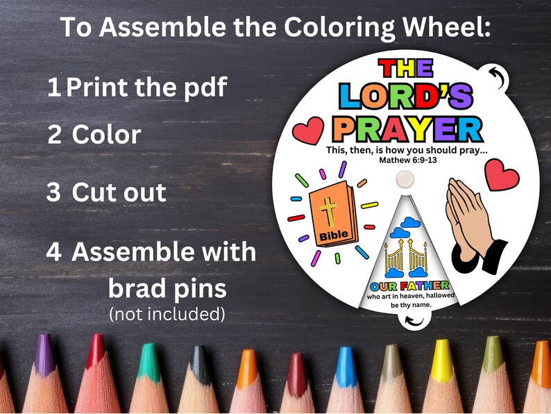 The Lord's Prayer Coloring Wheel, Printable Kids Bible Lesson, Bible ...