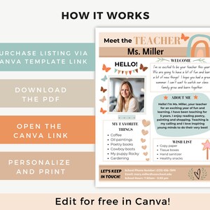 Editable Meet the Teacher Templates Boho Decor, Canva Templates ...