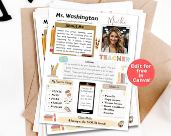 Editable Meet the Teacher Template, Canva Editable Template, Teacher ...