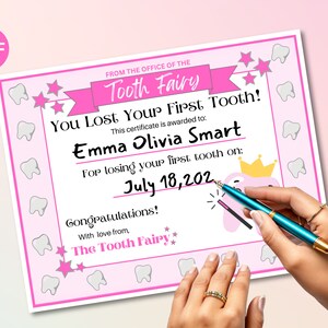 Tooth Fairy Certificate, First Lost Tooth Certificate, Kids Tooth Fairy ...
