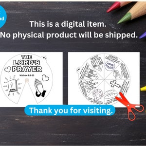 The Lord's Prayer Coloring Wheel, Printable Kids Bible Lesson, Bible ...