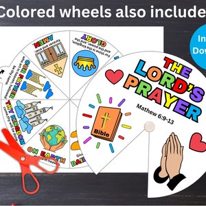 The Lord's Prayer Coloring Wheel, Printable Kids Bible Lesson, Bible ...