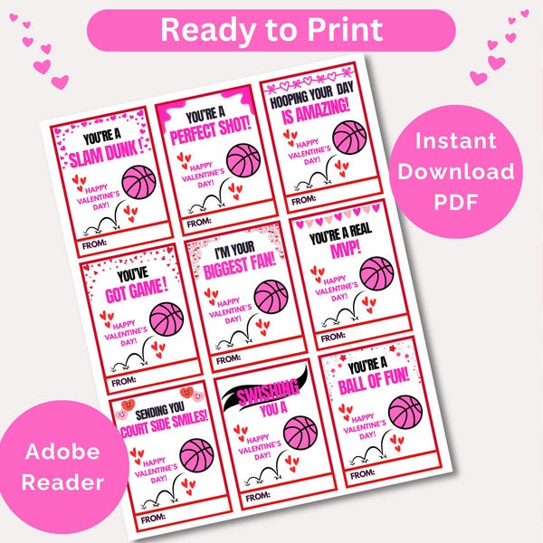 Basketball Valentines - Etsy
