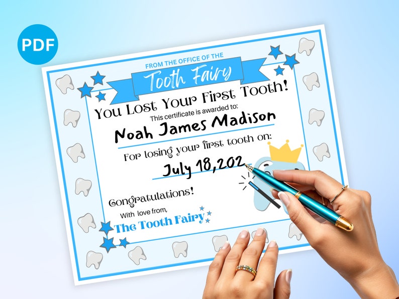 Tooth Fairy Certificate, First Lost Tooth Certificate, Kids Tooth Fairy ...