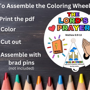 The Lord's Prayer Coloring Wheel, Printable Kids Bible Lesson, Bible ...