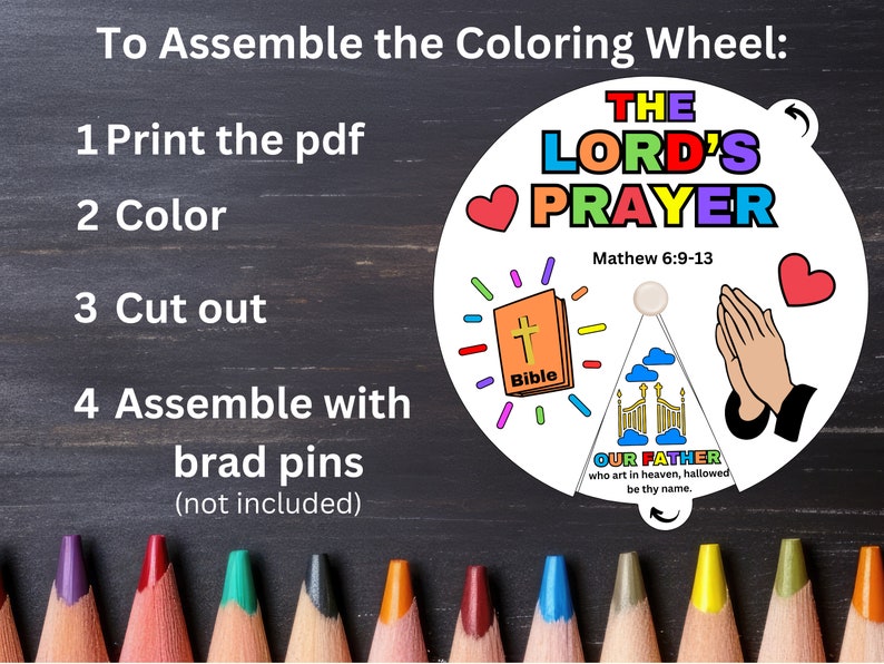 The Lord's Prayer Coloring Wheel, Printable Kids Bible Lesson, Bible ...