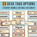 Editable Student Desk Plates, Student Desk Tags, Canva Editable ...