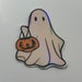 Cute Ghost Tricker Treating Sticker, Halloween Stickers, Cute Halloween ...