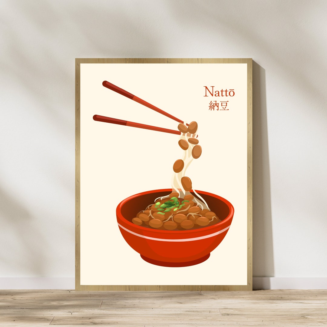 Natto Poster Japanese Food Poster Asian Printable Art Minimalist Wall Decoration Culinary Art ...