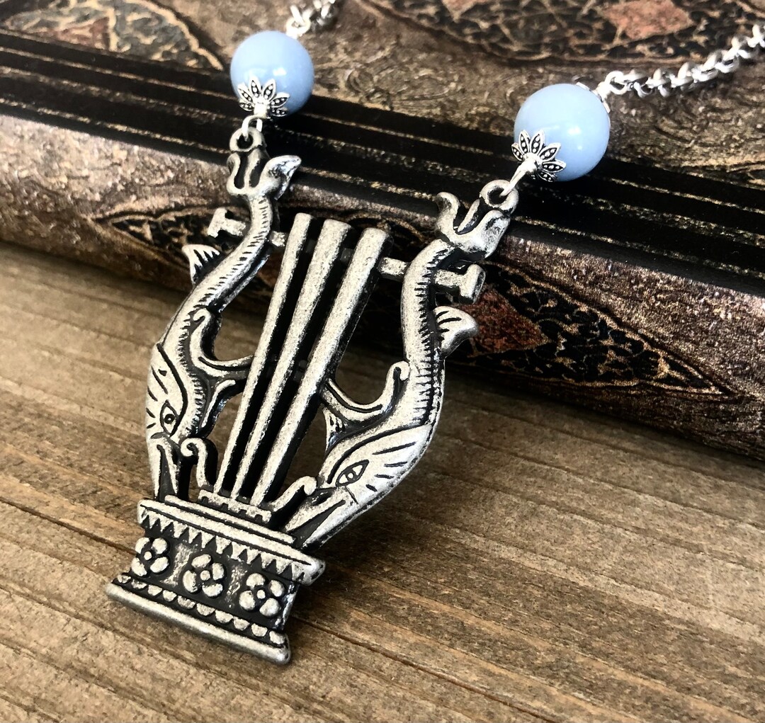 Calypso's Harp Necklace Sea Siren Fish Goddess Carved Pendant Blue ...