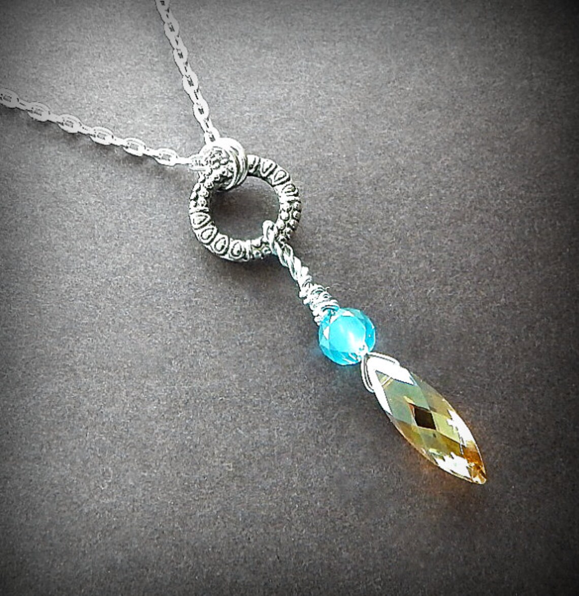 Golden Dagger Crystal Eternity Necklace the Fate Necklace - Etsy