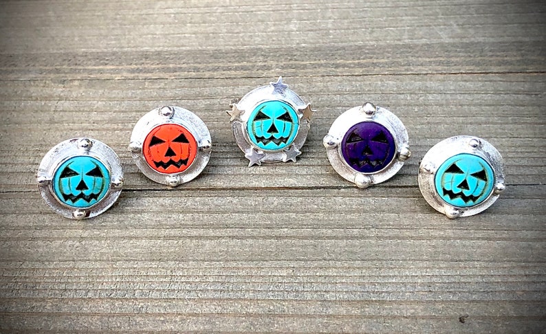 Sterling Silver Halloween Jack O Lantern Rings Retro Colors - Etsy