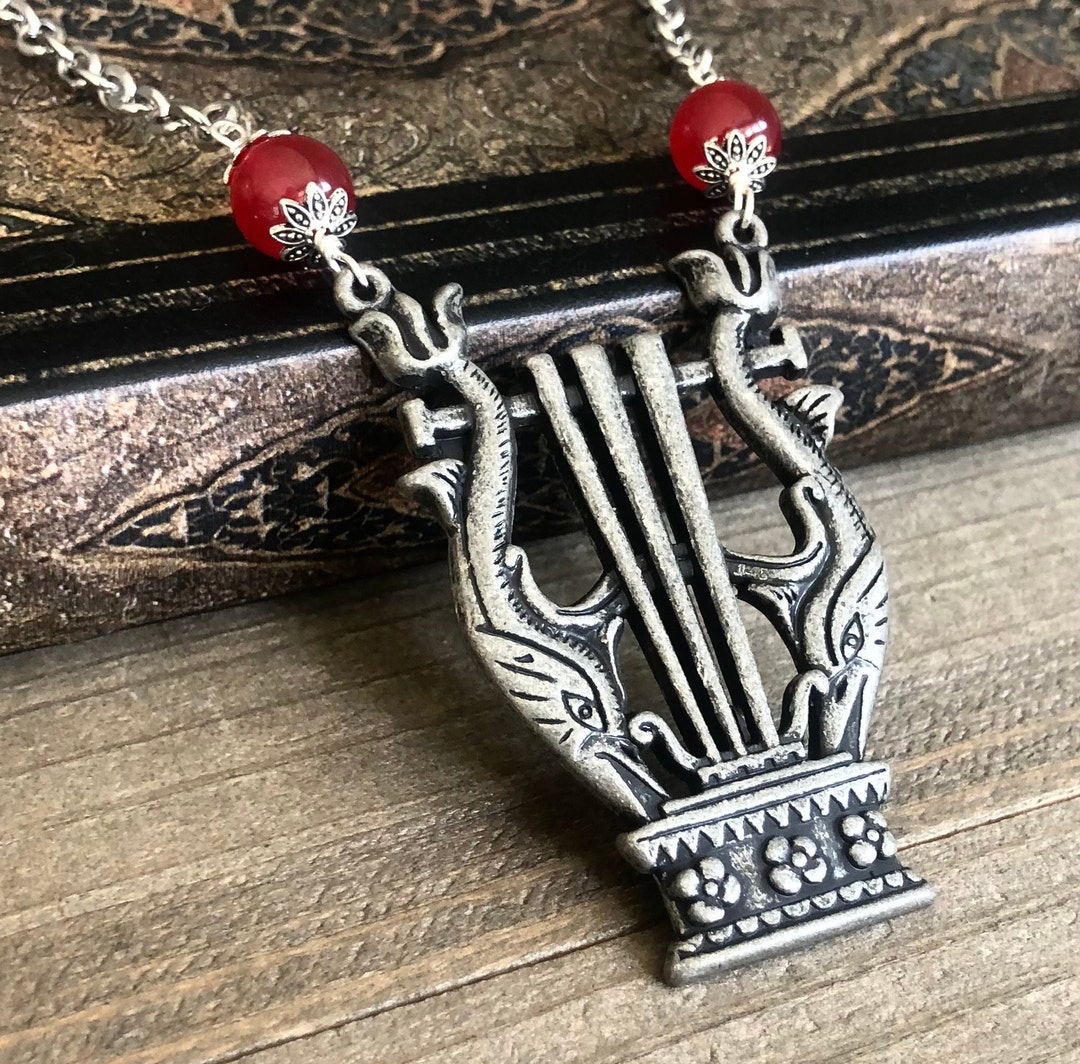 Calypso's Harp Necklace Sea Siren Fish Goddess Pendant Carved Silver ...