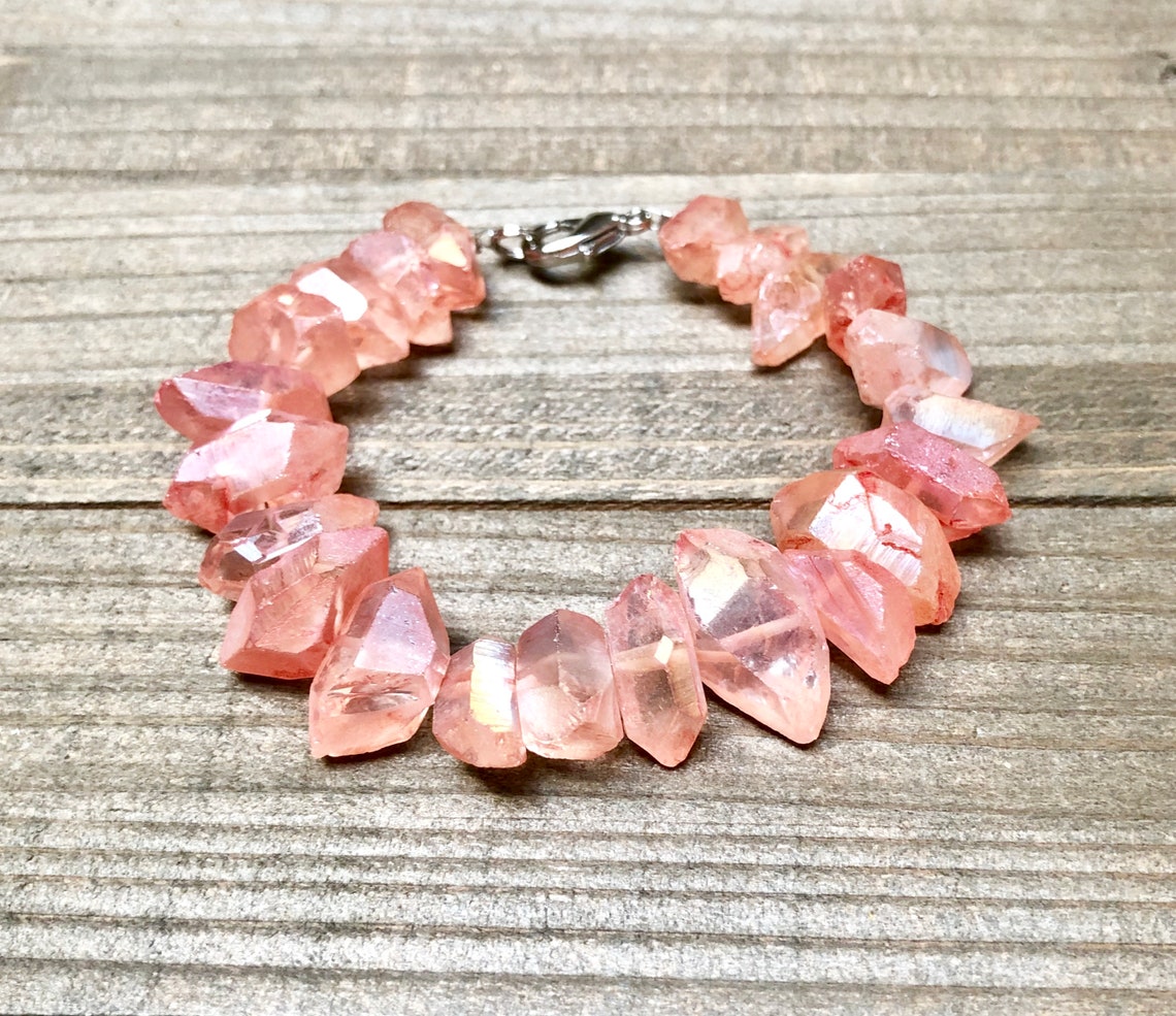Crystal Point Bracelet Cherry Quartz Crystal Points Energy Boho Gypsy ...