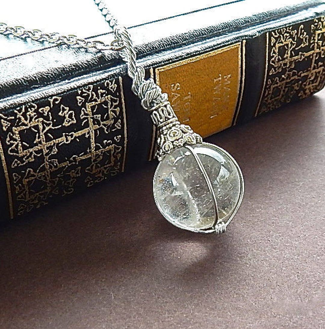 Fortune Teller Crystal Ball Clear Quartz Necklace Pendant With Long ...