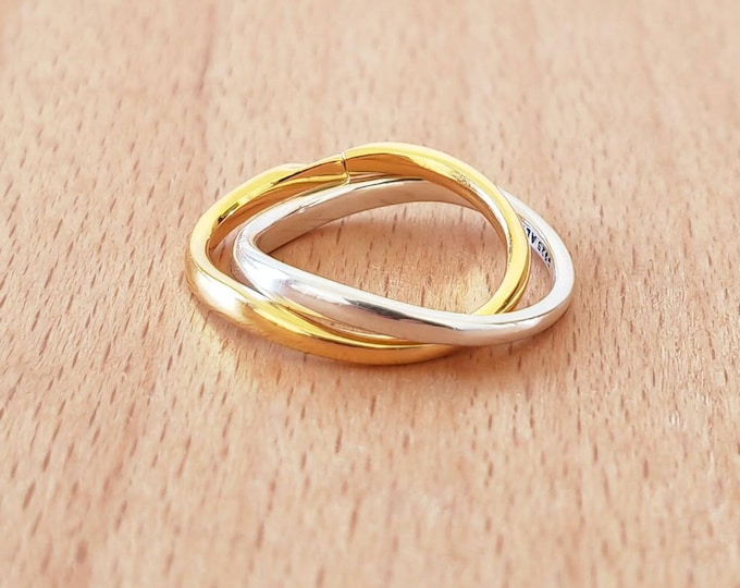 Two-tone Entwined Bands Rings,925 Sterling Silver Rings,simple Band ...