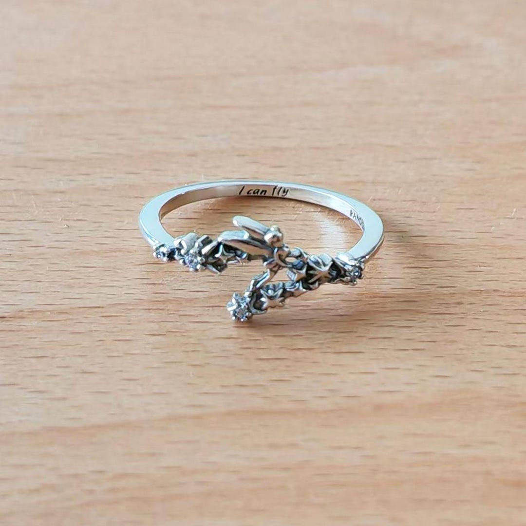 Disney Tinker Bell Sterling Silver Ring With Cubic Zirconia - Etsy