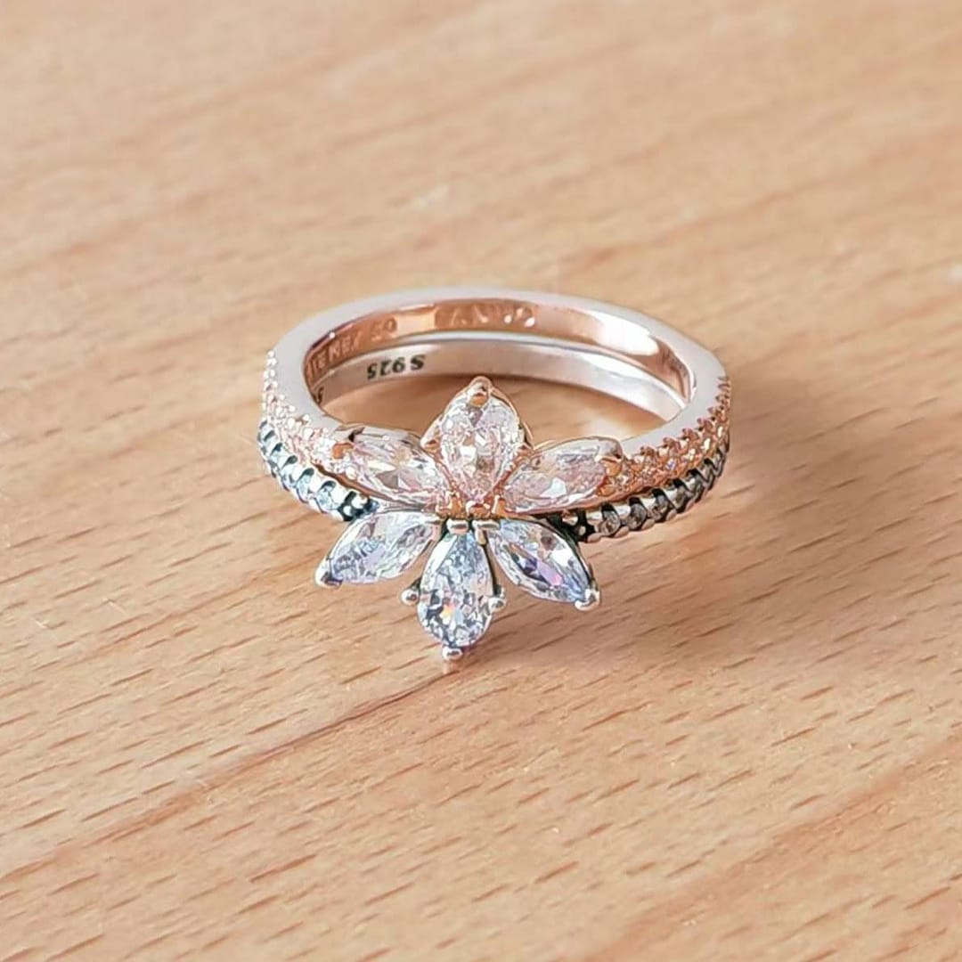 Sparkling Herbarium Cluster Ring Set,925 Sterling Silver Rings,sterling ...