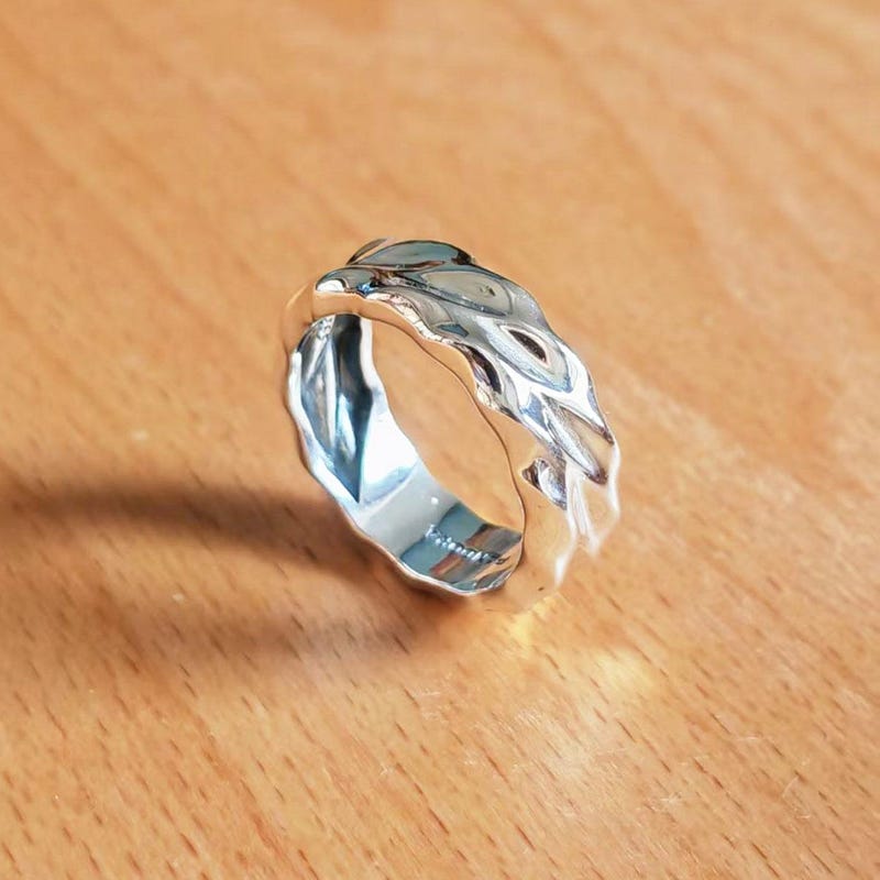 Rippled Wide Band Ring - Etsy