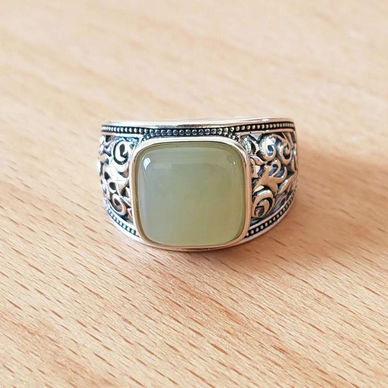 Light Blue Jade Band Ring - Etsy