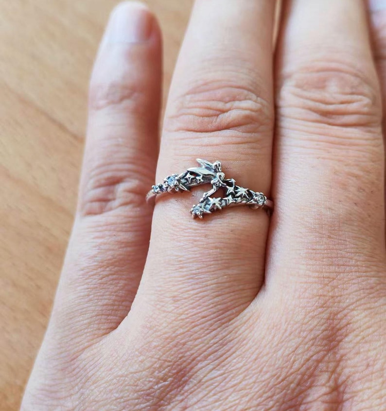 Disney Tinker Bell Sterling Silver Ring With Cubic Zirconia - Etsy