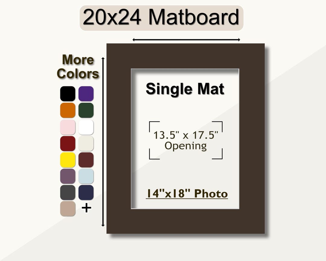 20x24 Premium Matboard for 14x18 Photo or Artwork | Multiple Colors ...