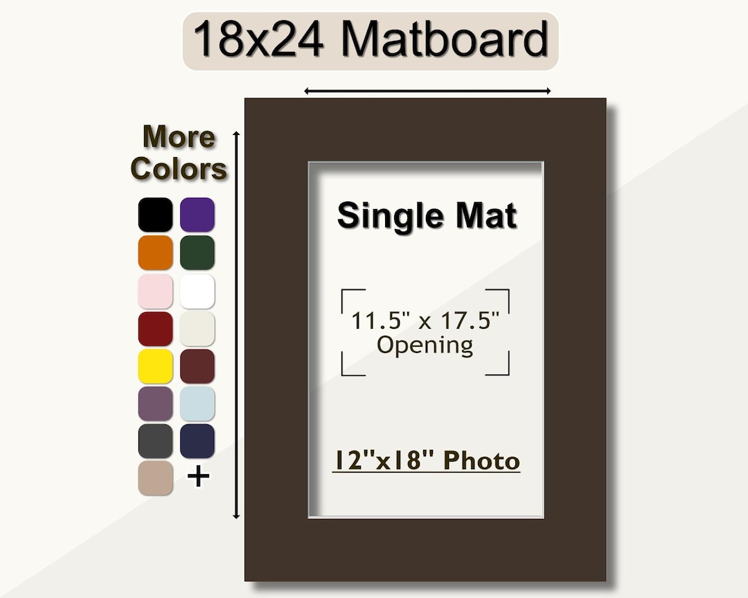 18x24 Premium Matboard for 12x18 Photo or Artwork | Multiple Colors ...