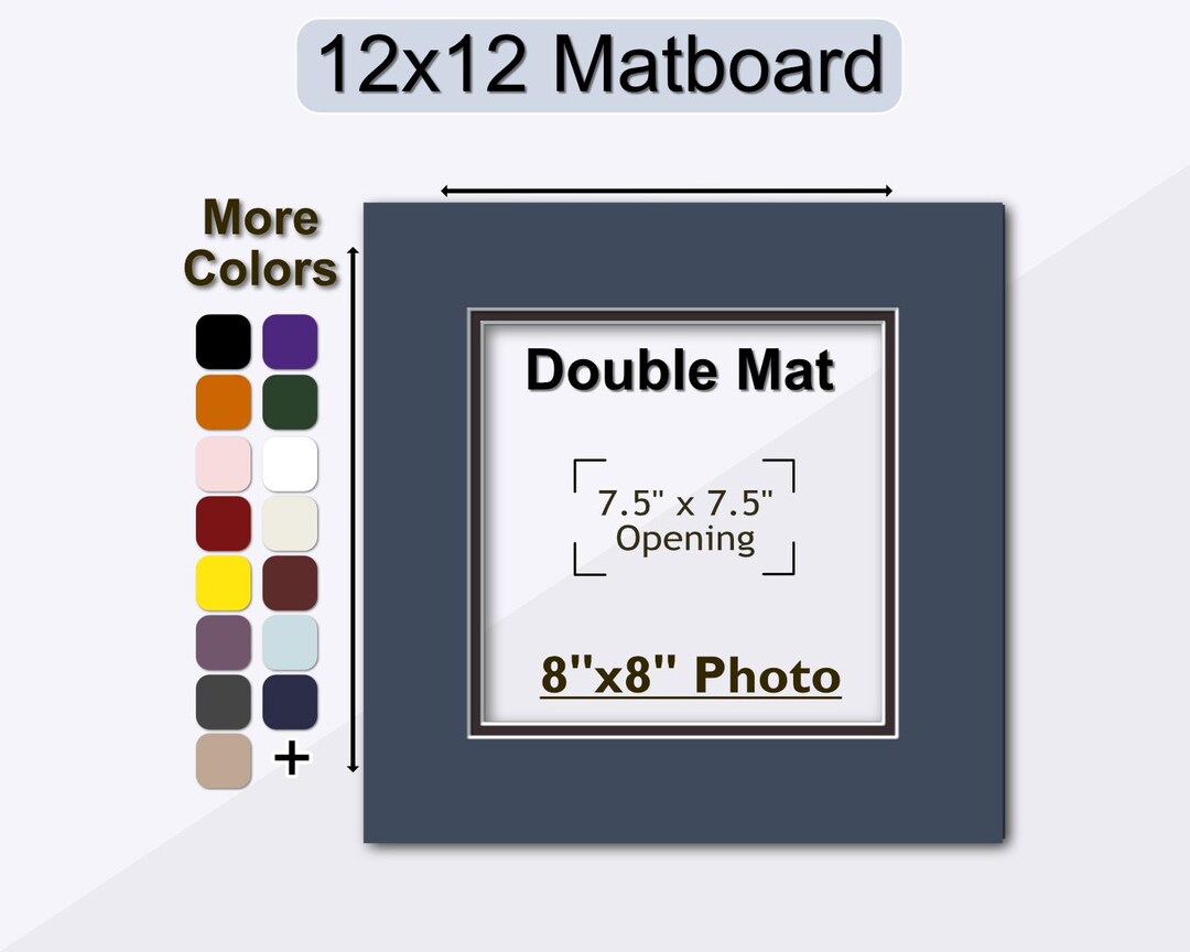 12x12 Premium Double Matboard for 8x8 Photo or Artwork | Square ...
