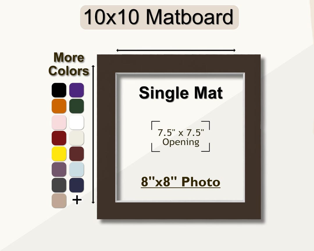 10x10 Premium Matboard for 8x8 Photo or Artwork | Multiple Colors ...