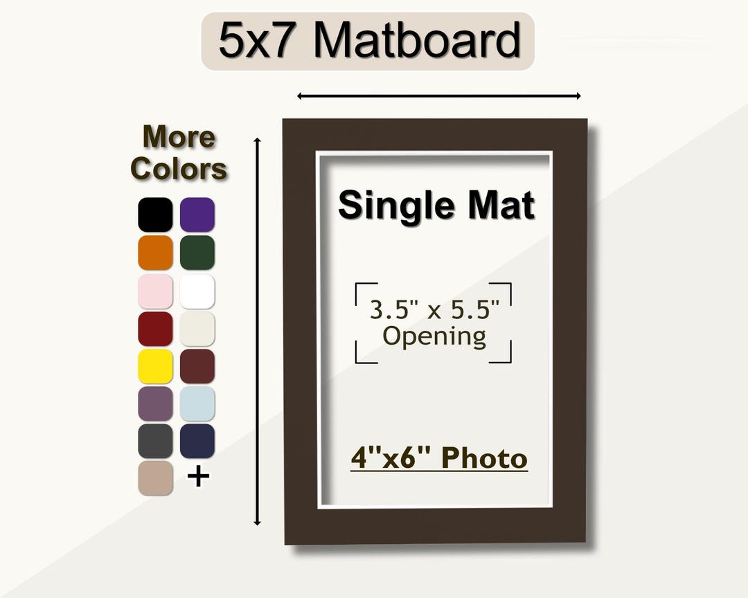 5x7 Premium Matboard for 4x6 Photo or Artwork | Multiple Colors ...