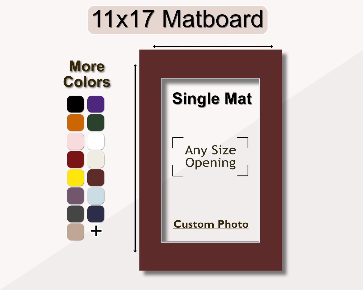 11x17 Premium Matboard Any Size Opening for Custom Photo or Artwork ...