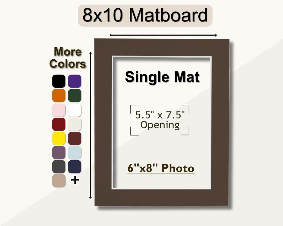 8x10 Premium Matboard for 6x8 Photo or Artwork | Multiple Colors ...