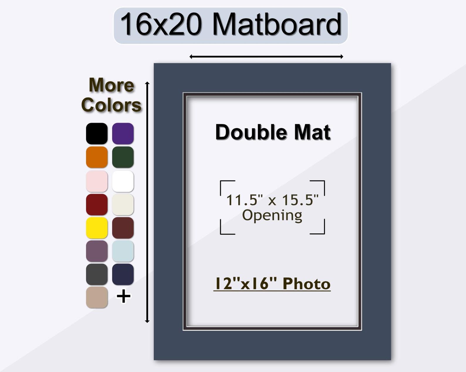 16X20 Premium Double Matboard for 12x16 Photo or Artwork Multiple Colors Available Acid Free - Etsy