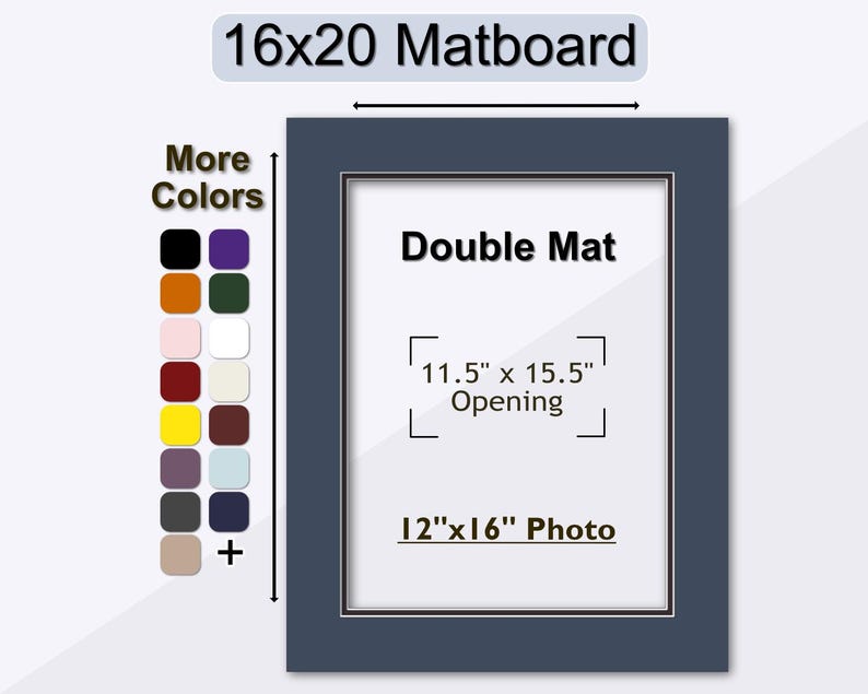16X20 Premium Double Matboard for 12x16 Photo or Artwork | Multiple ...