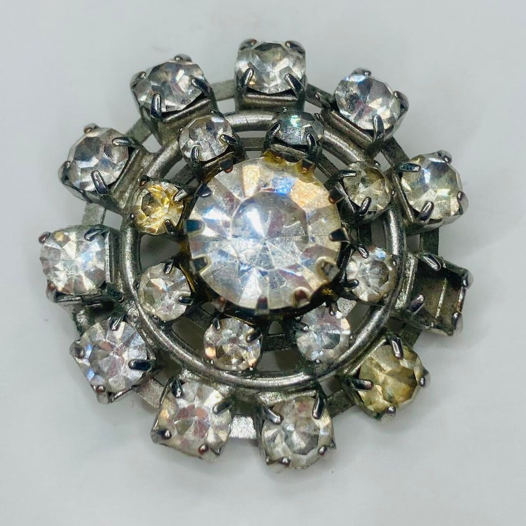 50s Rhinestone Signed 'RC' on Back Ascot Pin Brooch - Etsy