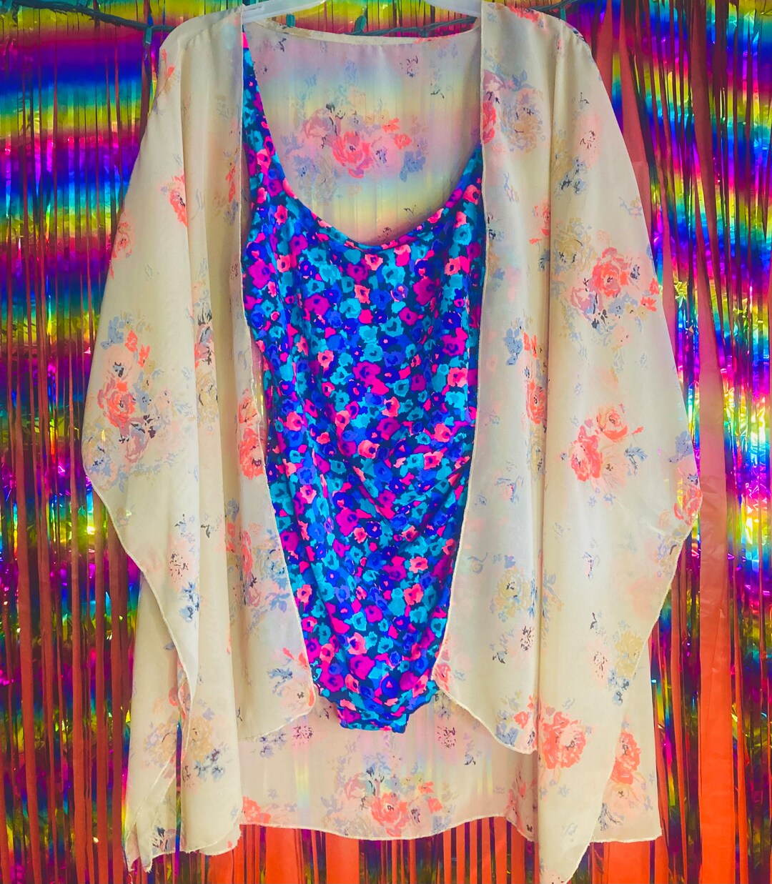 90s Pacific Connections Bright Color Floral One Piece Swimsuit - Etsy