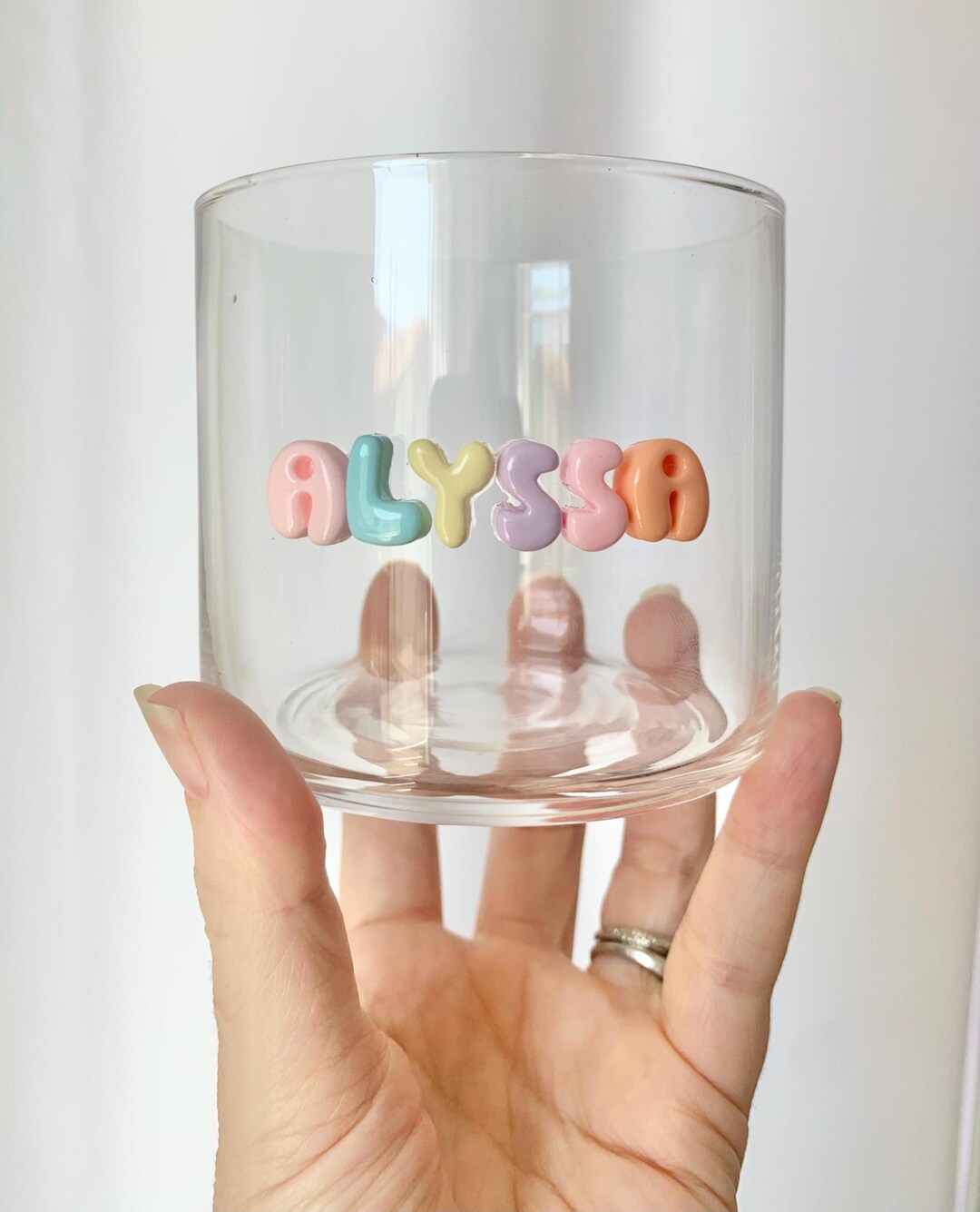 3D Pastel Letter Customizable Handmade Cocktail Glasses Set of 2 - Etsy