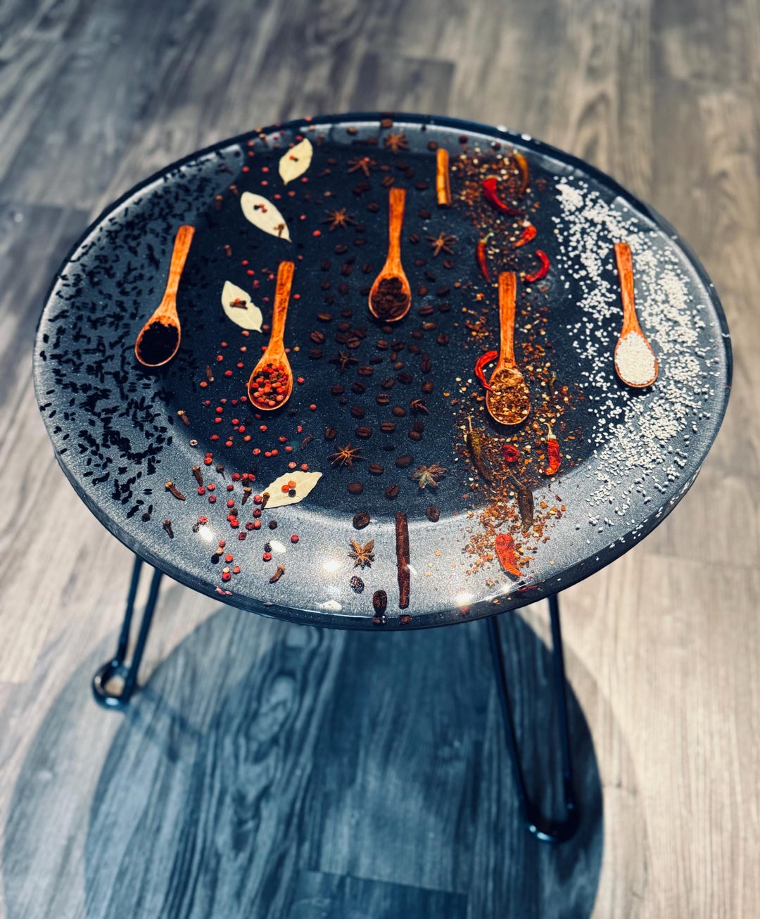 Handcrafted Epoxy Resin Tea Table: Spices & Coffee Bean Inlay - Etsy