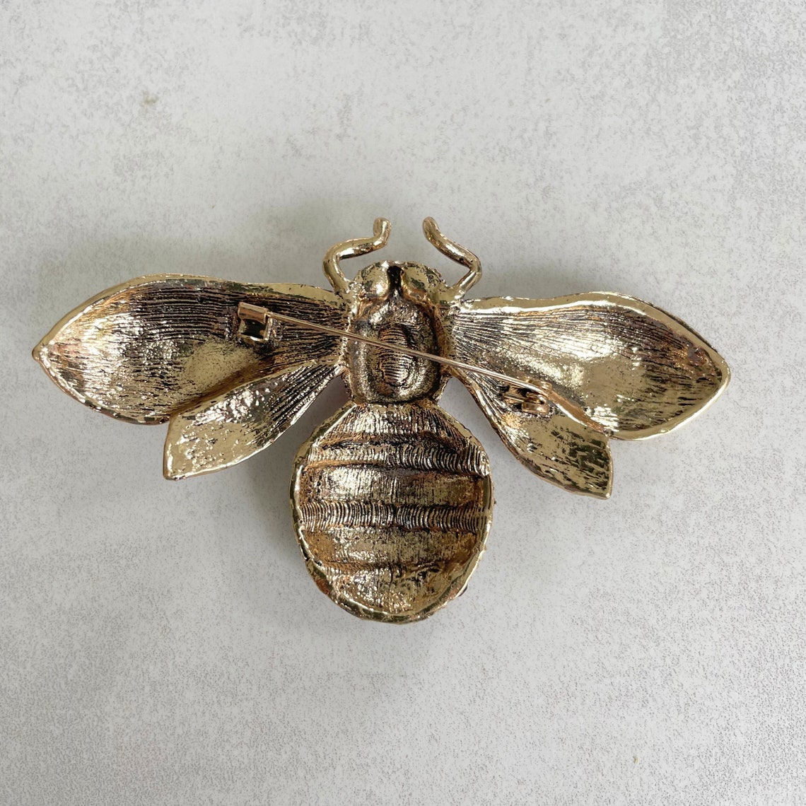 Vintage Style Larger Queen Bee Ruby Gold Pin Brooch Retro Insect Brooch ...