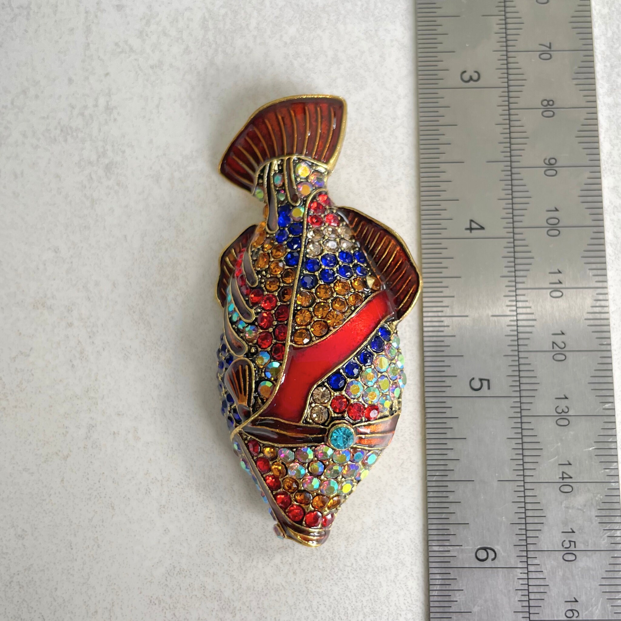 Vintage Style Multicolour Fish Crystal Gold Pin Brooch Retro Fish ...